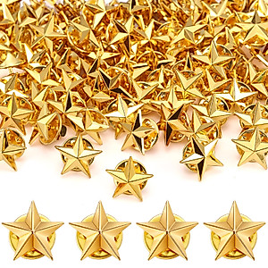 Fumete 100 Pcs Star Pins Bulk Star Badge Lapel Pins Star Brooches for Labor Day Veterans Day Memorial Day Party Costume Decor(Gold)