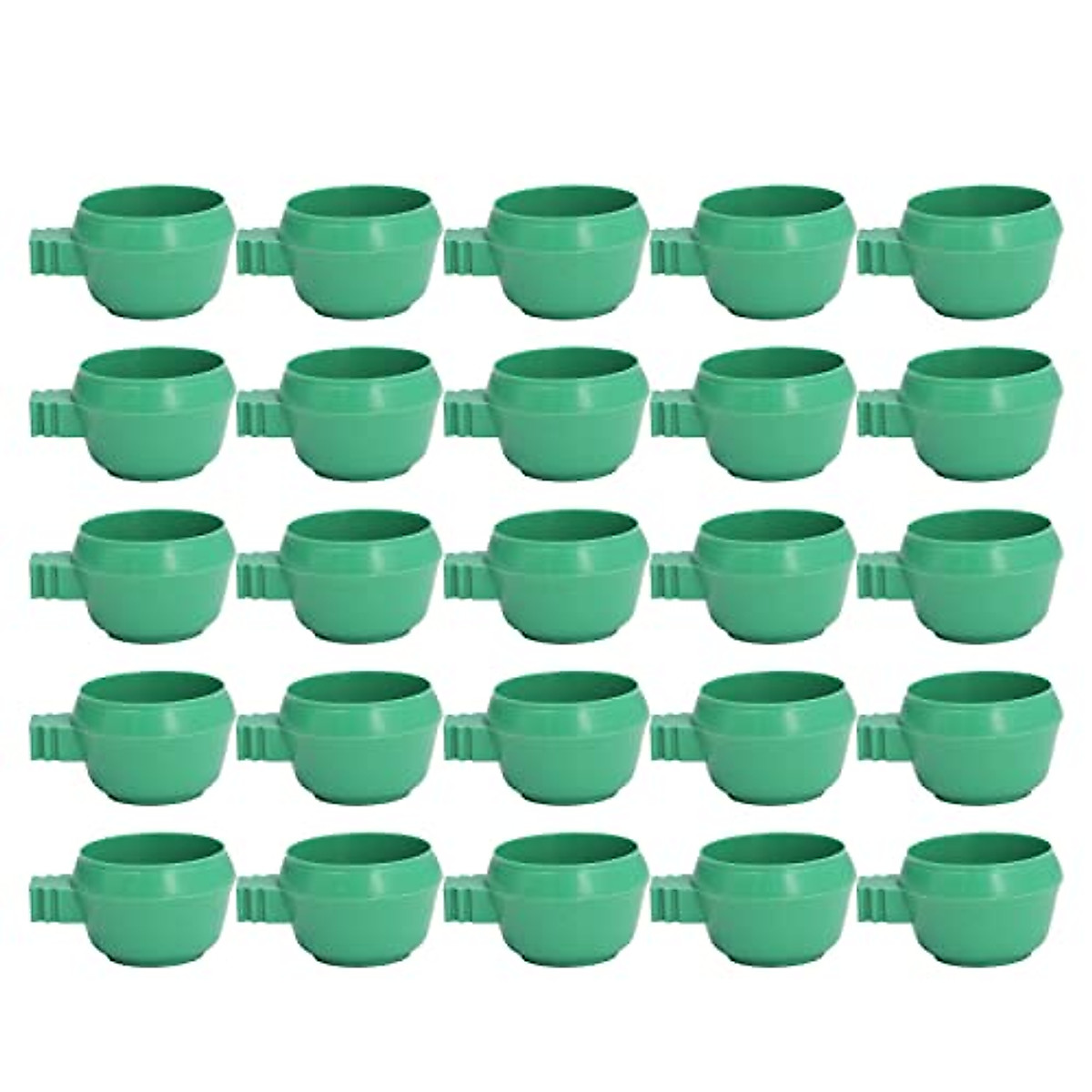 Bird Feeders, 25 Pcs Mini PP Plastic Birds Cage Sand Cup Feeding Holder Mosaic Card Installation Easy to Use Green Design Parrot Food Water Bowl Pigeons Birds Cage Sand Cup for Parrot Pigeon(S)