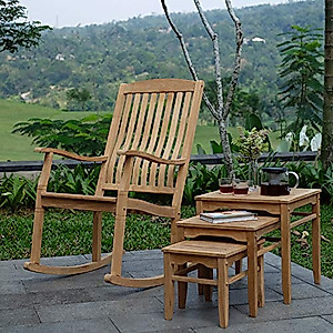Cambridge Casual Wooden Arie Patio Porch Rocking Chair for Outdoor, Single Item/Natural Teak