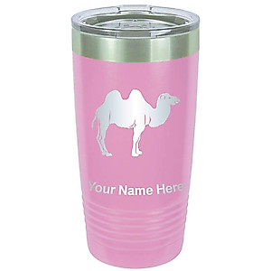LaserGram 20oz Vacuum Insulated Tumbler Mug, Camel, Personalized Engraving Included (Light Purple)