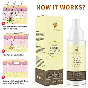Hair Inhibitor 50ml Upgraded, Hair Stop Growth Spray, Non-Irritating Hair Removal Inhibitor for Body and Face, Arm, Armpit, Leg for Men and Women