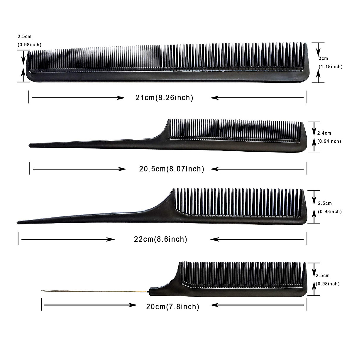 10PCS Black Hair Comb Set Hair Styling Comb for Women Men Kids Hairdressing Hair Cutting Combs for Hair Styling Tool