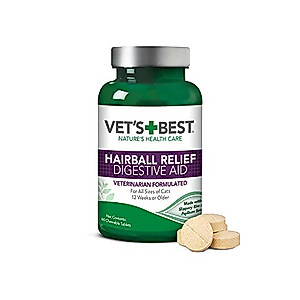 Vet’S Best Cat Hairball Relief Digestive Aid | Vet Formulated Hairball Support Remedy | Classic Chicken Flavor | 60 Chewable Tablets