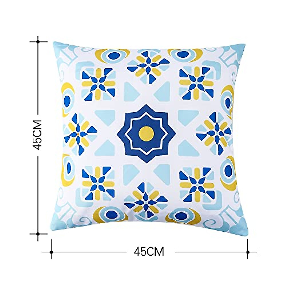 Outdoor Throw Pillow Covers Waterproof, Set of 4 Outdoor Pillows Waterproof, Boho Waterproof Cushion Covers, Outdoor Throw Pillow Case for Outdoor Patio Garden Sofa - 18 x 18 Inches Blue