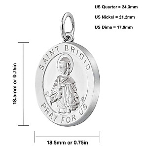 US Jewels Ladies 925 Sterling Silver Saint Brigid Medal Pendant, 18.5mm