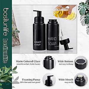Bosilunlife Foaming Soap Dispenser - Foam Hand Soap Dispenser Pump Bathroom Foaming Hand Soap Dispenser Bottle Refillable Ceramic Black Foaming Soap Dispenser for Kitchen Sink