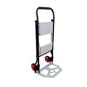 LEADALLWAY Hand Truck 2 Step Ladder Multifunction 2-in-1 Collapsible Dolly