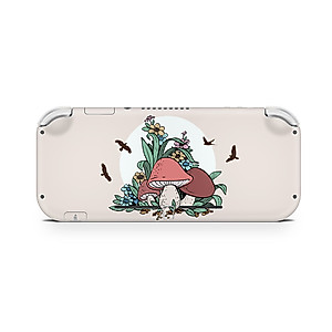 Tacky Design Mushroom Decal Skin Compatible with Nintendo Switch Lite Skin Wrap, Kawaii Beige Color Skin for Nintendo Switch Lite Cover, Premium Vinyl 3M Full Wrap Decal.