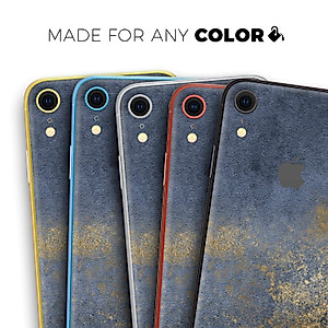 Design Skinz Navy Gold Foil v6 Protective Vinyl Decal Wrap Skin Cover Compatible with The Apple iPhone XR (Screen Trim & Back Glass Skin)