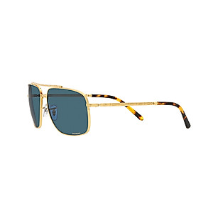 Ray-Ban RB3796 Square Sunglasses, Legend Gold/Polarized Blue, 59 mm
