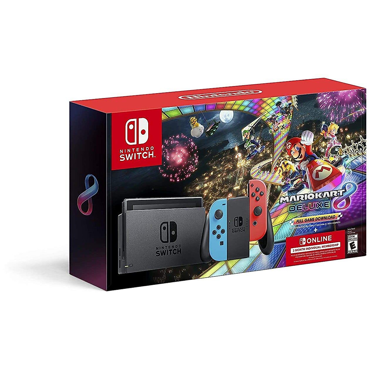Nintendo Switch� w/ Neon Blue & Neon Red Joy-Con� + Mario Kart� 8 Deluxe (Full Game Download) + 3 Month Nintendo Switch Online Individual Membership (Renewed)