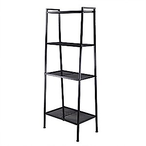 YUJISO 4-Tier Metal Bookshelf - Storage Shelves Ladder Bookshelf Bookcase Shelving Unit for Living Room/Bedroom/Office (Black)