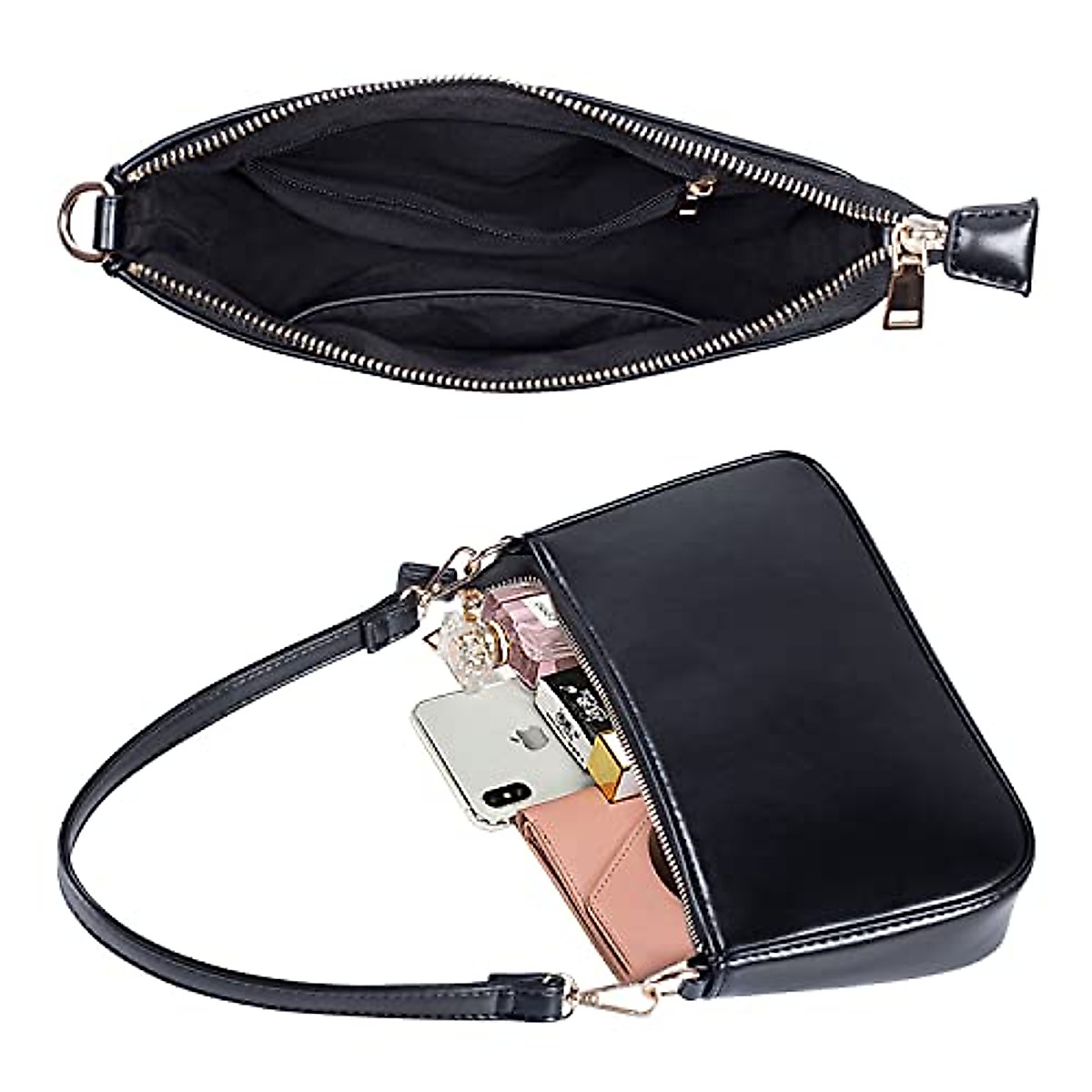 NIUEIMEE ZHOU Shoulder Bag for Women Retro Vegan Leather Classic Clutch Tote HandBags Purses with Zipper Closure