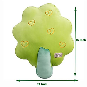 YONLIT Cuddly Tree Stuffed Plant Big Soft Plush Succulent Toy Huggable Throw Pillow Cushion with Luxuriant Branches and Leaves Gifts for Kids Nursery Room Décor 16 Inches (Green)
