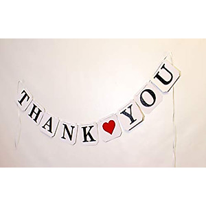 All About Details Thank You (Heart) Mini Banner, 1 Set, Wedding Photo Props, Wedding Garland, Party Decoration, Wedding Chair Sign (Black)