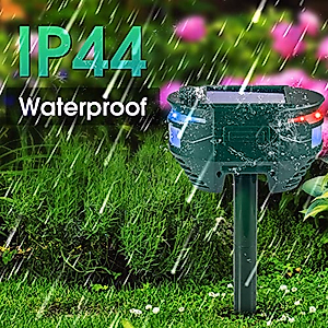 Ultrasonic Animal Repeller Outdoor Waterproof Solar Animal Deterrent with Motion Sensor and Flashing Lights, Yard Farm Garden Repellent for Cat Squirrel Dog Rabbit Raccoon Skunk Fox Deer and More