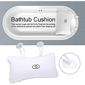 YUET Anti-Slip Non-Slip Bathtub Pillow Home Spa Bath Inflatable Cushion Head Neck Back Shoulders Rest Relax Suction Cup Bathroom Support for Hot Tub Luxurious Headrest