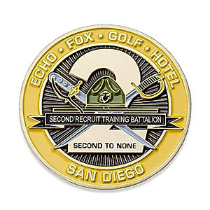 USMC Second Recruit Training Battalion San Diego Challenge Coin - 2nd BN San Diego - Marine Corps Training Military Coins - Designed by Marines for Marines - Officially License