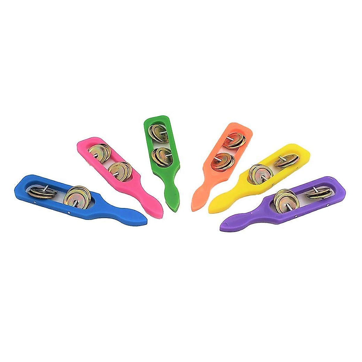 12 Cymbals With Plastic Handles (5") Kids Party Supplies, Preschool Musical Instruments, Noisemakers (12 Pack) multicolor
