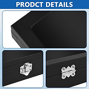 Dustproof Pin Display Case PU Leather 8''x6'' Pin Display Board Shadow Box Frame with Hooks and Wood Frame For Enamel Pin, Military Medals, Jewelry Pins, Pin Badge Collection, Rings, Necklaces (Black)