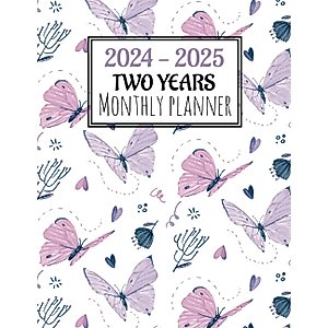 2024 - 2025 Monthly Planner: Daily Time Management Book with Butterfly design | 24 Months Organizer