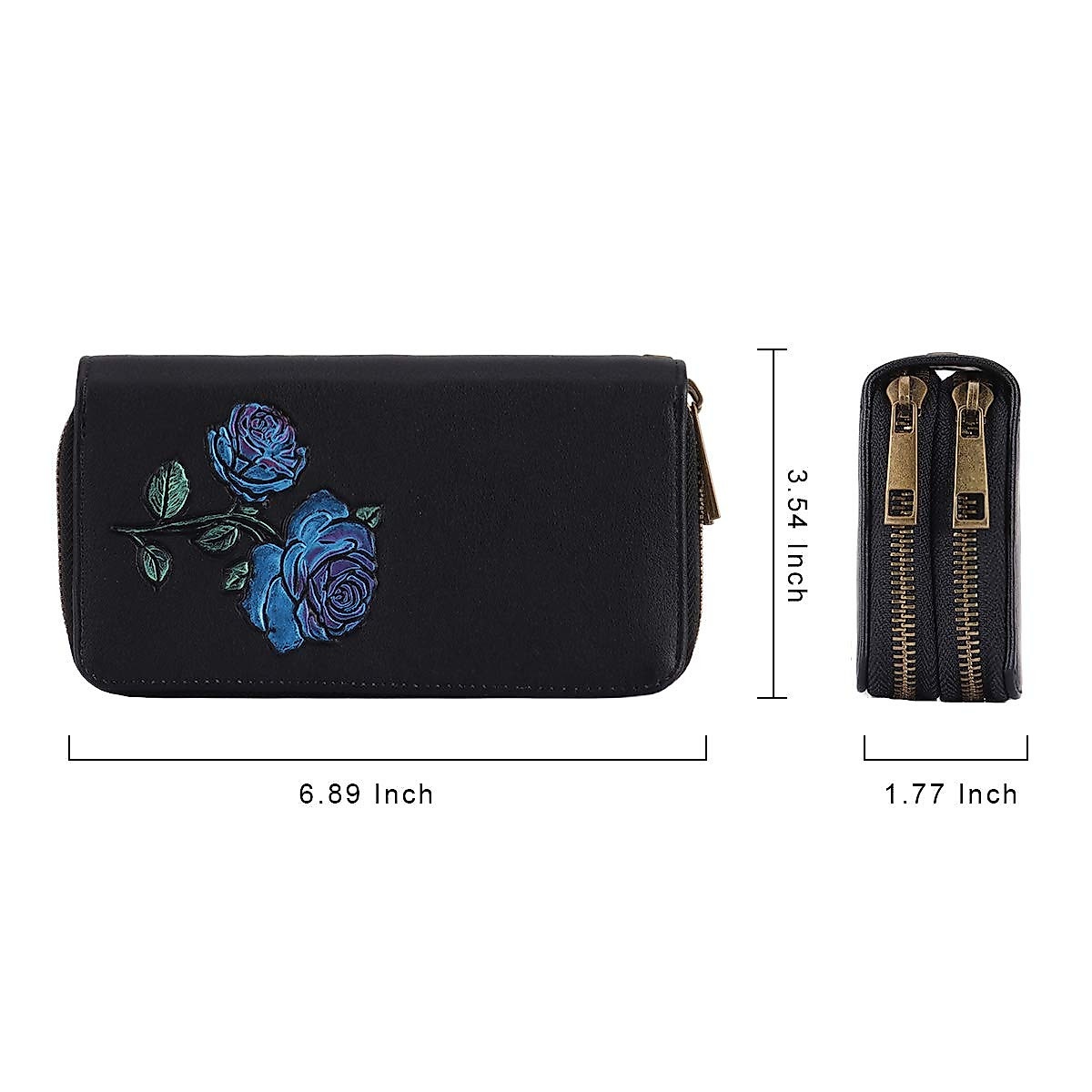 XEYOU Double Zipper Long Clutch Wallet Cellphone Wallet for Women with Wristlet Strap for Card, Cash, Coin, Bill