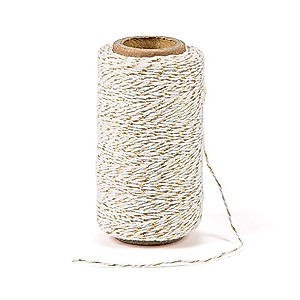 328 Feet Cotton Bakers Twine String,Gold Twine String,Gift Wrapping Holiday Twine Wedding Twine Cotton Cord Rope Gold Metallic