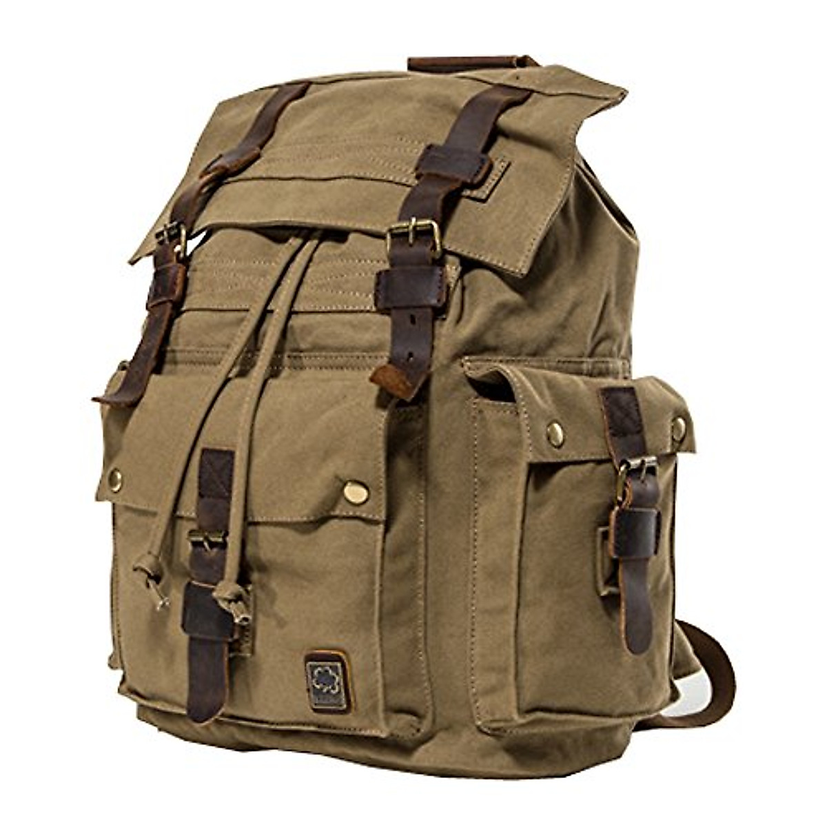 Jonon Vintage Canvas Backpack for MenLeather Rucksack Knapsack 17 inch Laptop Tote (Green)