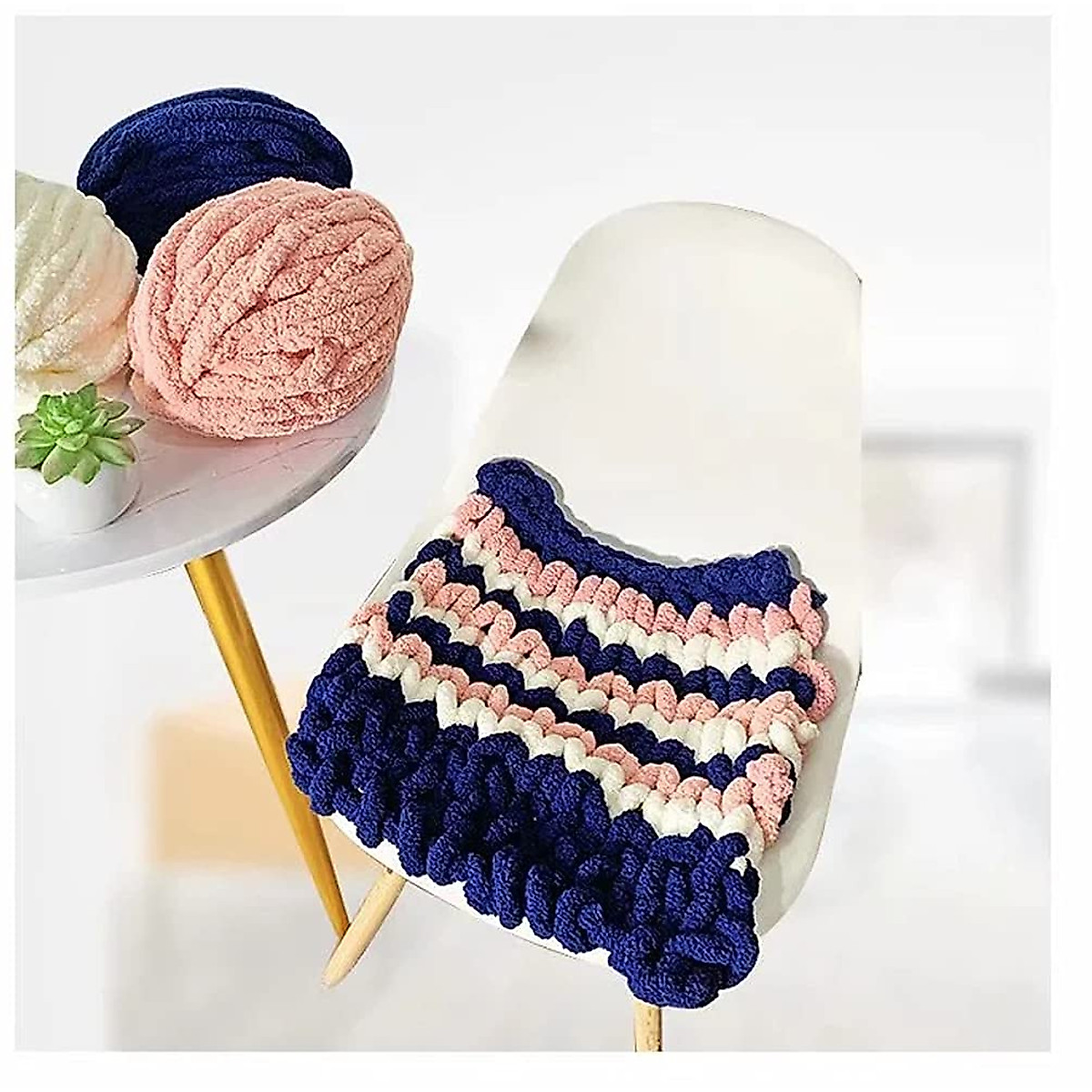 3 Balls Sparkling Chenille Yarn, Super Soft Thick Velvet Blanket Yarn for Crochet Knitting Home Décor DIY Craft Bulky Weight Polyester Ice Strip Yarn for Baby Blanket 300g (Dark Grey)