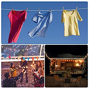 17.4FT Stainless Steel Clothes Lines for Hanging Clothes Outside - DEWEL Clothesline Heavy Duty for Wire Curtain Hanging - Windproof Anti-sag Multipurpose Outdoor Clothesline