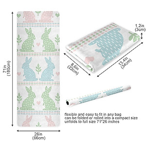 OTVEE Cute Bunnies Yoga Mat for Women Non Slip Ultra Thin 1 MM Travel Yoga Mat with Carrying Bag Suede Fitness Exercise Mat for Yoga Pilates Workout Routines Camping