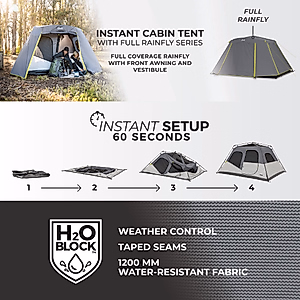 CORE 6 Person Instant Cabin Tent | Large Multi Room Tent for Family with Full Rainfly for Weather Protection and Storage for Camping Accessories | Portable Tent for Car Camping with Carry Bag