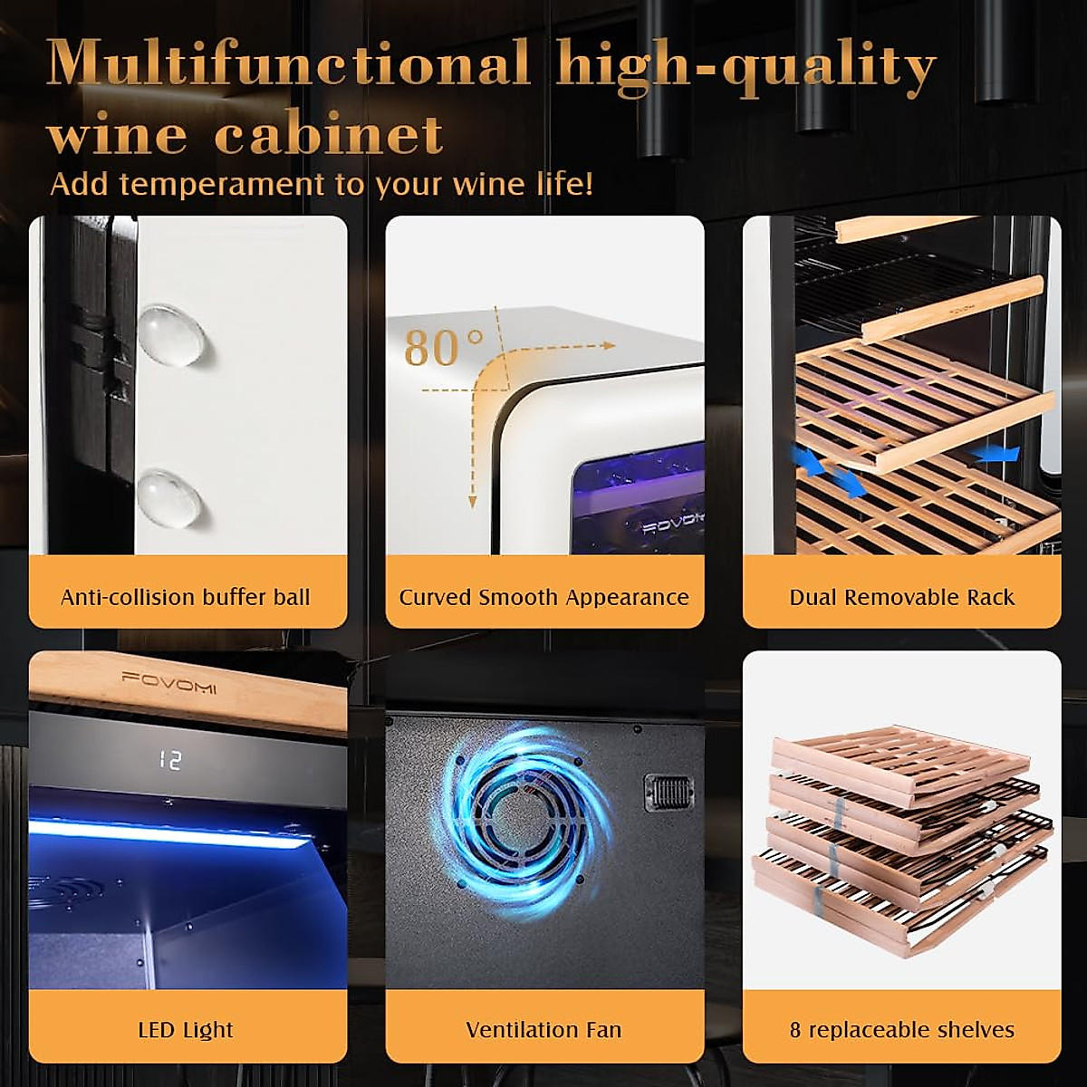 FOVOMI Wine Fridge,91-bottle Wine Cooler Dual Zone Large Wine Beverage Refrigerator Freestanding Cellar,Holds 91bottles or 49bottles+90 cans(6-year)