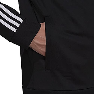 adidas Men's Essentials Warm-Up 3-Stripes Track Top, Black/White, Medium
