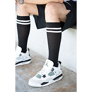SERICI 4 x Mens Knee High Cotton Striped Socks | Over the Calf Socks | Dress Socks | Size 9-11