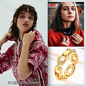 VNOX 18K Gold Plated Stainless Steel Cuff Link Ring for Women,Size 7