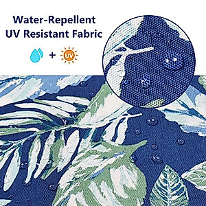 Sunlit Outdoor Cushion Covers 22" x 20" x 4", Replacement Cover Only, 4 Pack Water-Repellent Patio Chair Seat Slipcovers with Zipper and Tie, Tropical Leaf, Blue Green