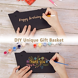 Aoibrloy Black Basket for Gifts Empty, 5 Pack Empty Gift Basket Kit With 5 Bags and 5 Bows, Gift Package Basket for Halloween, Birthday Party Gift Wrapping