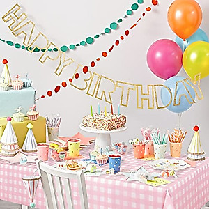 4 Pcs Pink Gingham Tablecloth 54 × 108 Inches Pink and White Checkered Table Cloth Disposable Plastic Waterproof Tablecover for Outdoor Picnic, Birthday Party, Holiday Dinner