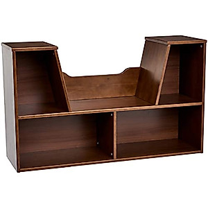 Amazon Basics Kids 4-Cube Bookcase With Reading Nook and 6 Shelves for Storage, Espresso, 11.8" D x 40.1" W x 24" H