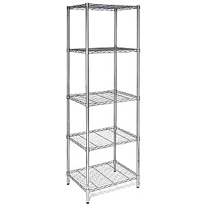 WZONICE98 5 Tiers Household Metal Shelves Adjustable Shelving Kitchen Utility Storage Rack Closet Organizer Microwave Warehouse Study Food Storage for Garage Bedroom Office Bearing 250 lbs Silver