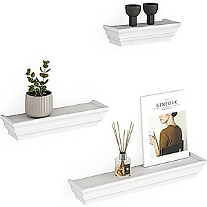 Ballucci Victorian Wall Ledge and Shelf, 12", 16", 24", Set of 3, White