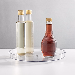 mDesign Lazy Susan Turntable Plastic Spinner for Kitchen/Bathroom, Pantry, Fridge, Cupboards, or Counter Organizing, Fully Rotating Organizer for Food, 11.5" Round - Lumiere Collection - Clear