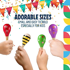Dazzling Toys Maracas for Kids -12 Fiesta Party Decoration Maracas –Mini Wooden Maracas Baby Toy -Mexican Party Decorations -Toy Maracas Party Favors - Musical Instrument –Music Toys for Toddlers