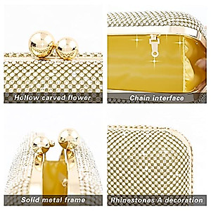 Carwales Women Evening Bag Sparkling Rhinestone Purse Wedding Handbags and Clutch Purses for Women Evening Elegant Bridal Clutch(Gold)