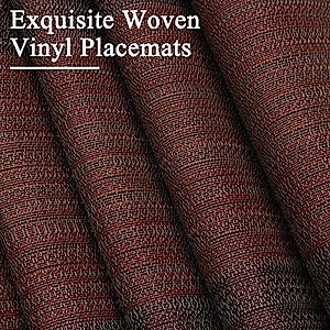 Pauwer Placemats Set of 6 Woven Placemats for Dining Table Indoor Outdoor Table Mats Heat Resistant Washable Vinyl Placemats for Kids, Red