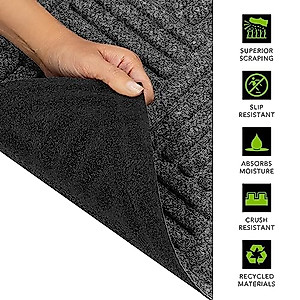 Apache Mills Textures Crosshatch Entrance Mat, 3-Feet by 5-Feet, Charcoal (60-461-1901-3x5)