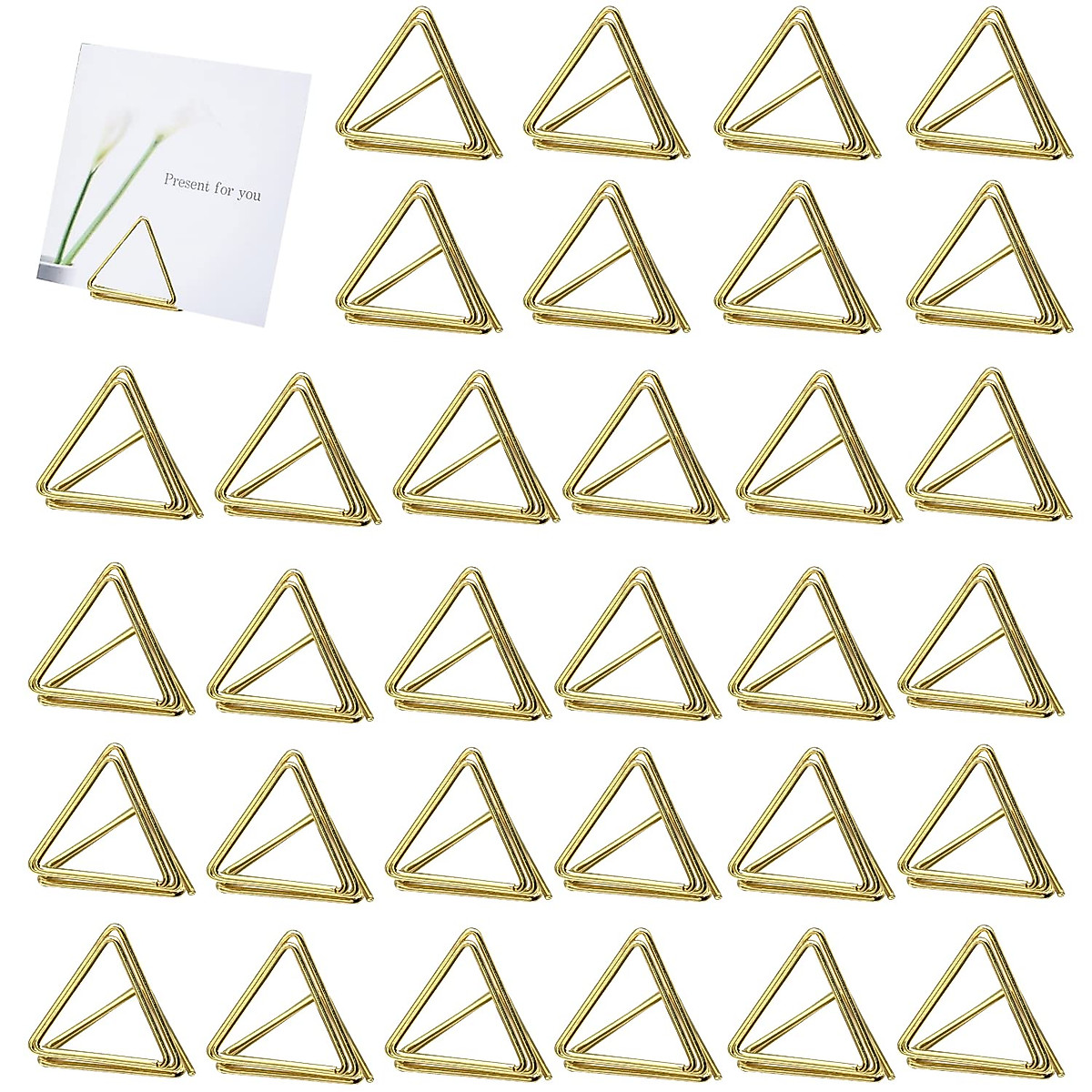 MUMIAO 40 Pack Place Card Holders - Table Number Holder Stands Wedding Seating Labels Placecard Clips | Name Setting Place Card Holders | Photo Picture Cards Display Stand for Party (Gold)