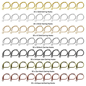 210Pcs French Earring Hooks Hypoallergenic Lever Back Earrings Hooks French Ear Wire Metal Brass Leverback Earring French Hook Earwires Earring Supplies for DIY Jewelry Making Findings(7 Colors)