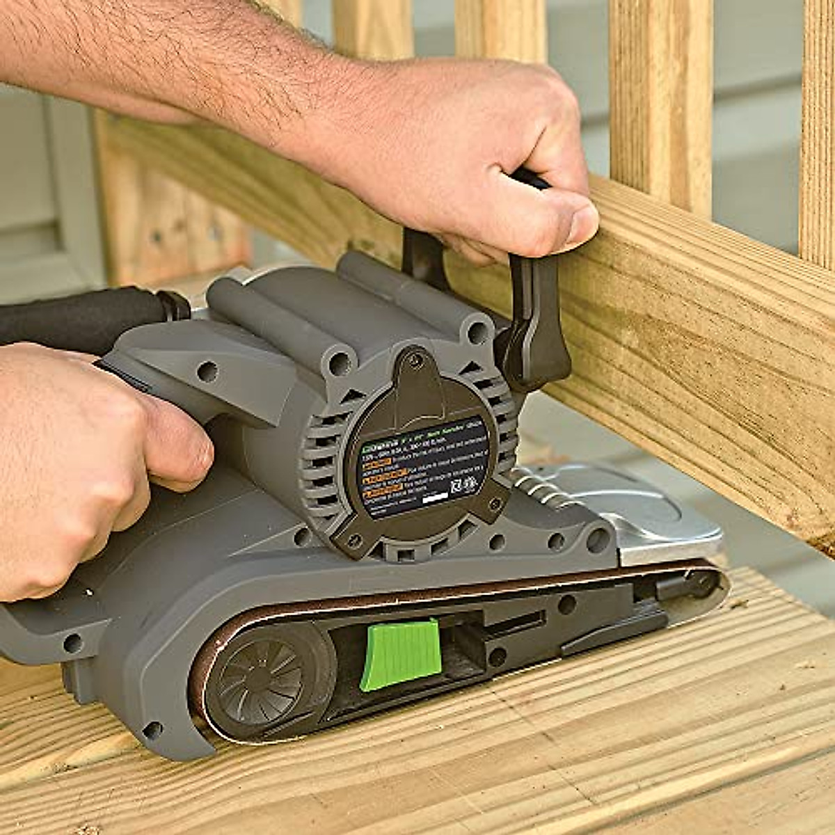 Genesis GBS321A Single Lever 3" x 21" Variable Speed Belt Sander with Adjustable Front Handle and Dust Collection Bag , Grey